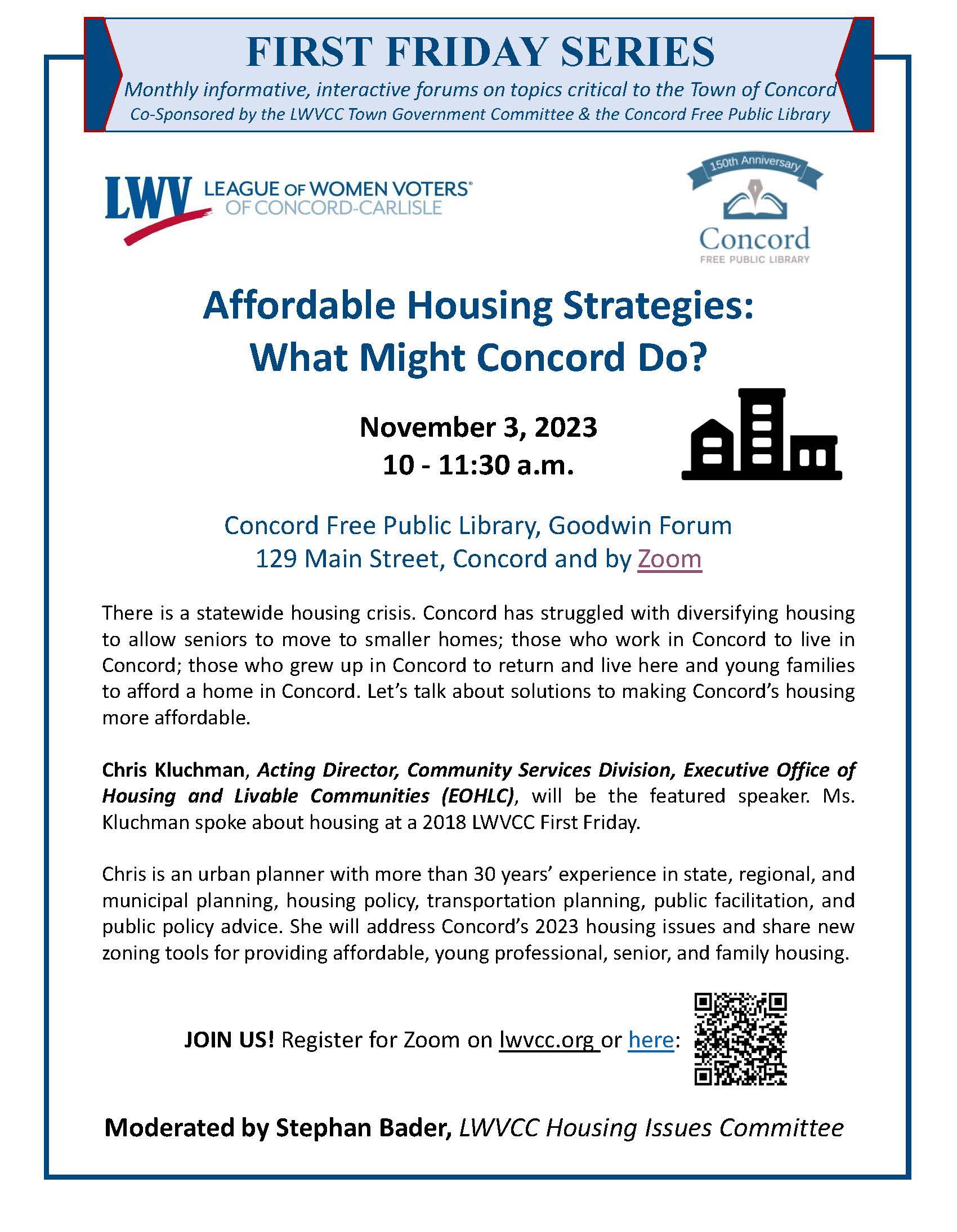 First Friday: "Affordable Housing Strategies: What Might Concord Do ...